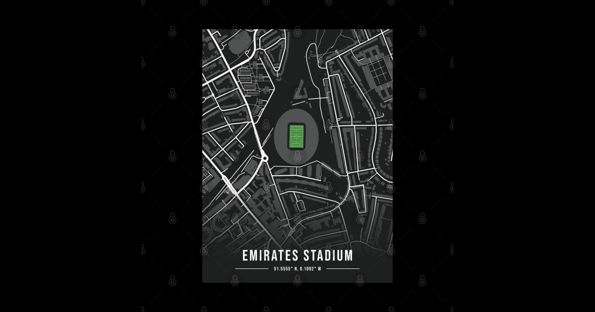 Emirates Stadium Map Design - Arsenal Fc - Posters and Art Prints ...