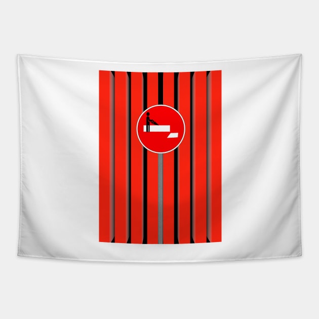 SAWN-OFF cartoon NO ENTRY in red and white - Flag - Tapestry | TeePublic