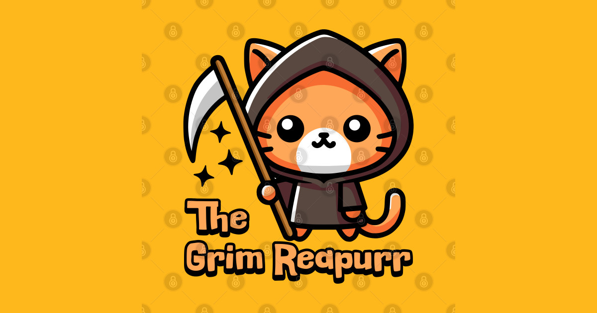 The Grim Reapurr! Cute Cat Grim Reaper Pun - Cat Grim Reaper - T-Shirt ...