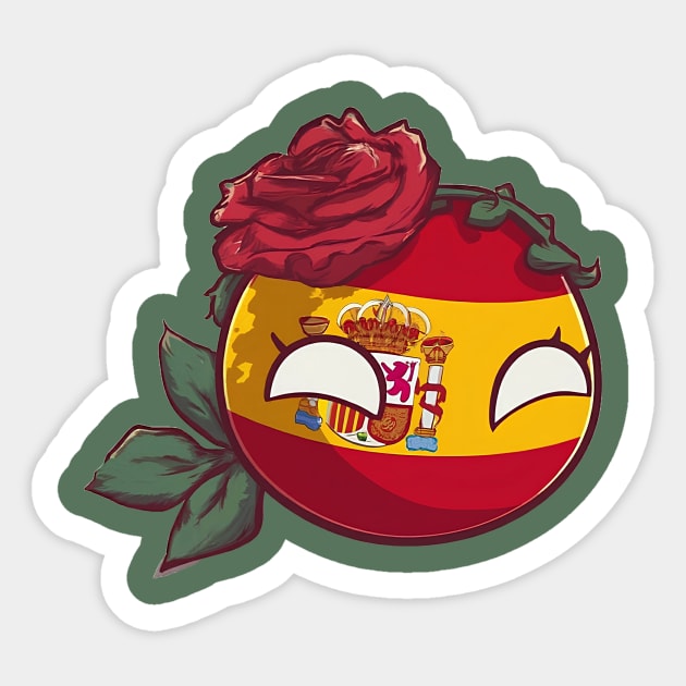 Spain Rose Flower Polandball - Countryball - Sticker | TeePublic