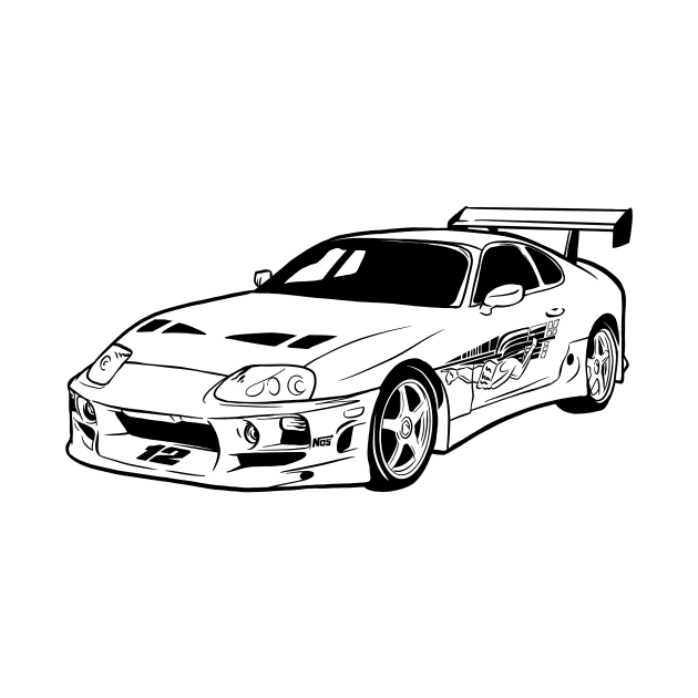 Supra Mk4 Line Art Retro Jdm 90s Japanese Car Supra Mk4 T Shirt