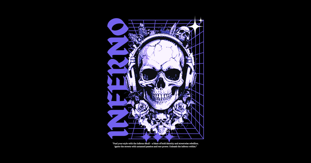 Inferno skull , streetwear skull ,Design - Streetwear - Sticker | TeePublic