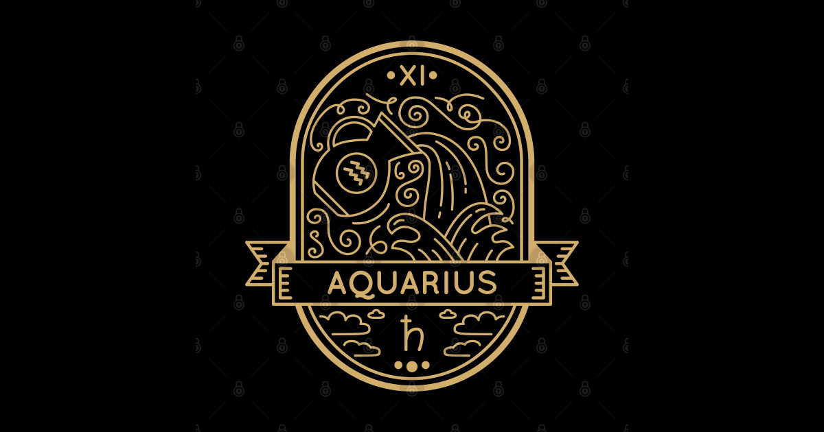 Aquarius Gold Sigil Zodiac - Aquarius - Sticker | TeePublic