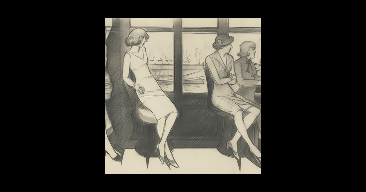 Edward Hopper drawing - Art Nouveau - Sticker | TeePublic