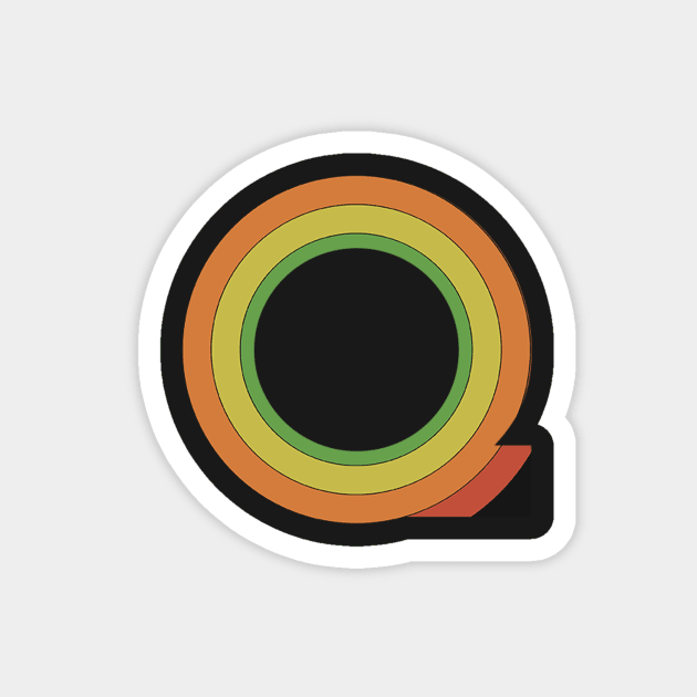 Retro Rainbow 'Q' Sticker - Alphabet - Magnet | TeePublic