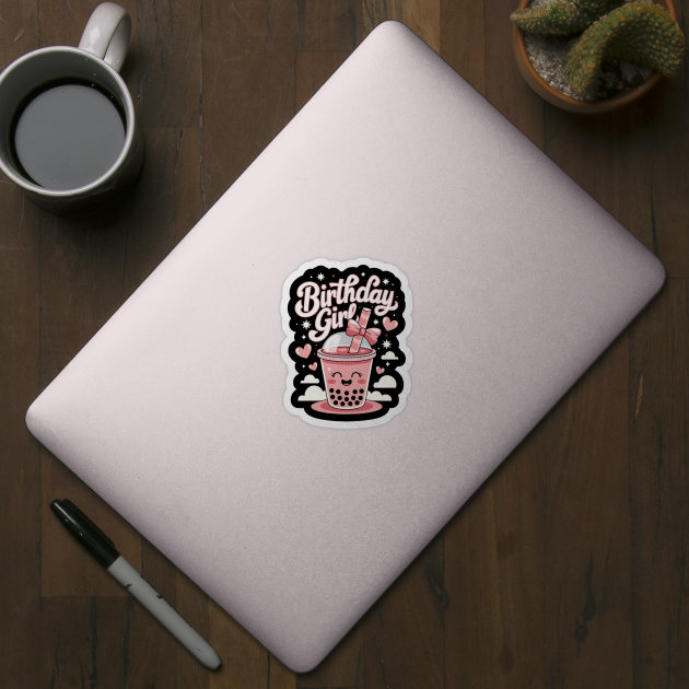 Pink Bow Bubble Boba Tea - Pink Bow Bubble Boba Tea - Sticker | TeePublic