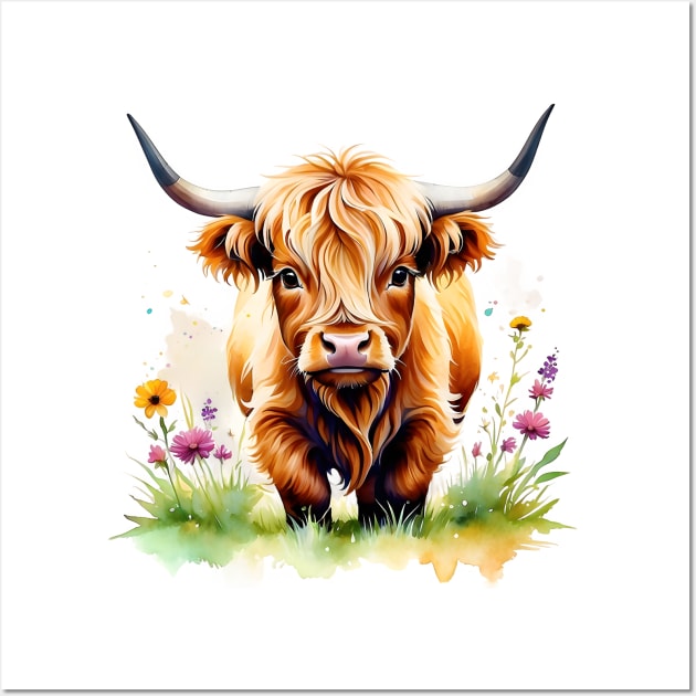 Cute Miniature Highland Cow Colorful Design - Highland Cow - Posters ...