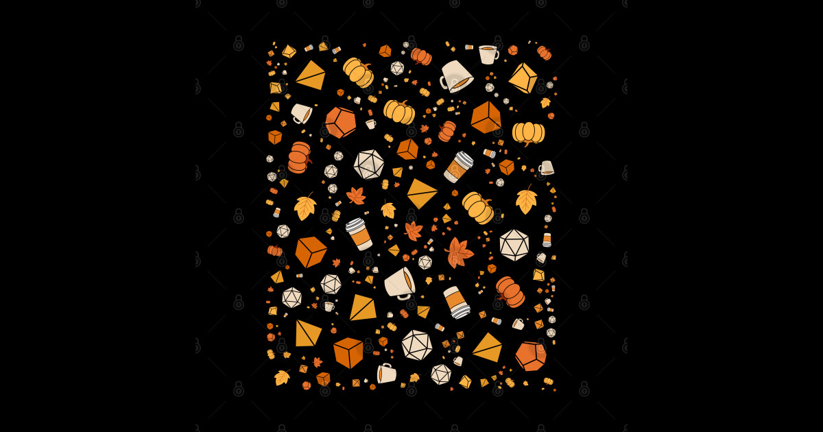 Pumpkin Dice and Dice Tabletop RPG Pattern - Pumpkin Spice - Sticker ...