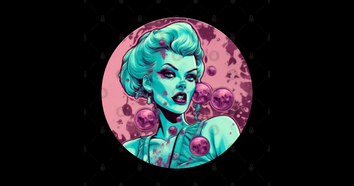 Undead Charm: Zombie Pinup Art - Unique and Spooky! - Zombie - Sticker ...