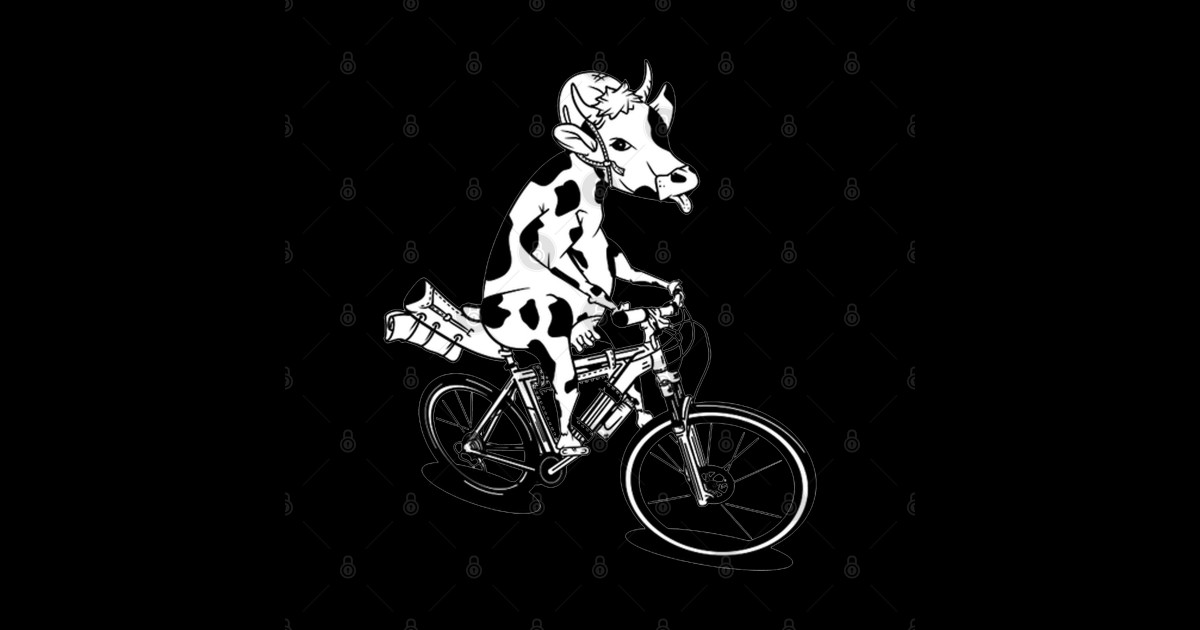 Cow riding a bicycle - Cow Riding A Bicycle - Posters and Art Prints ...