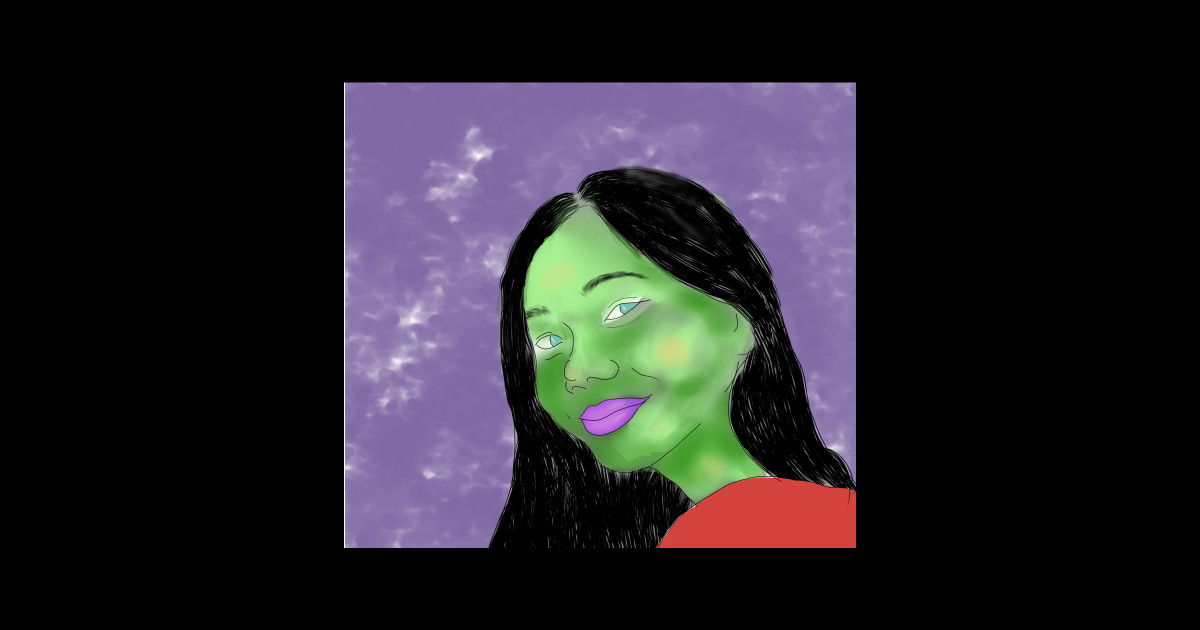 alien girl - Green - Sticker | TeePublic