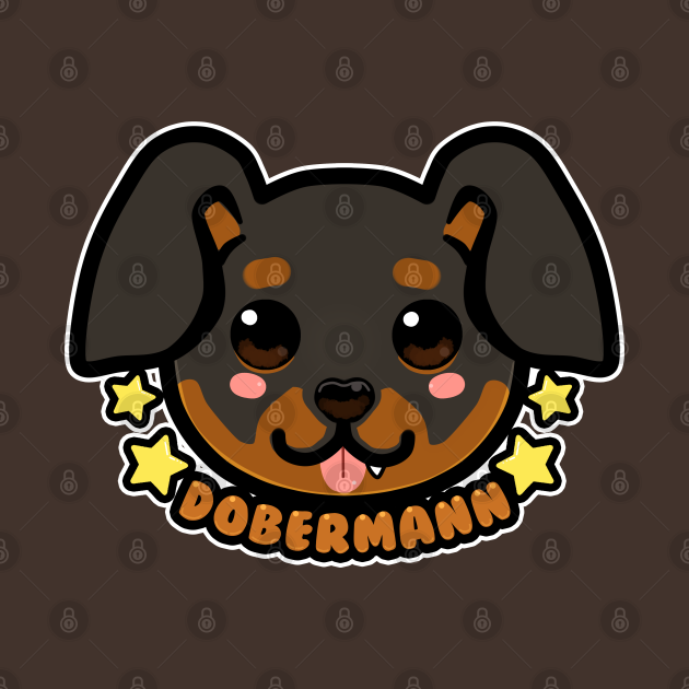 KAWAII Chibi Dobermann Dog Face - Dobermann - Tapestry | TeePublic
