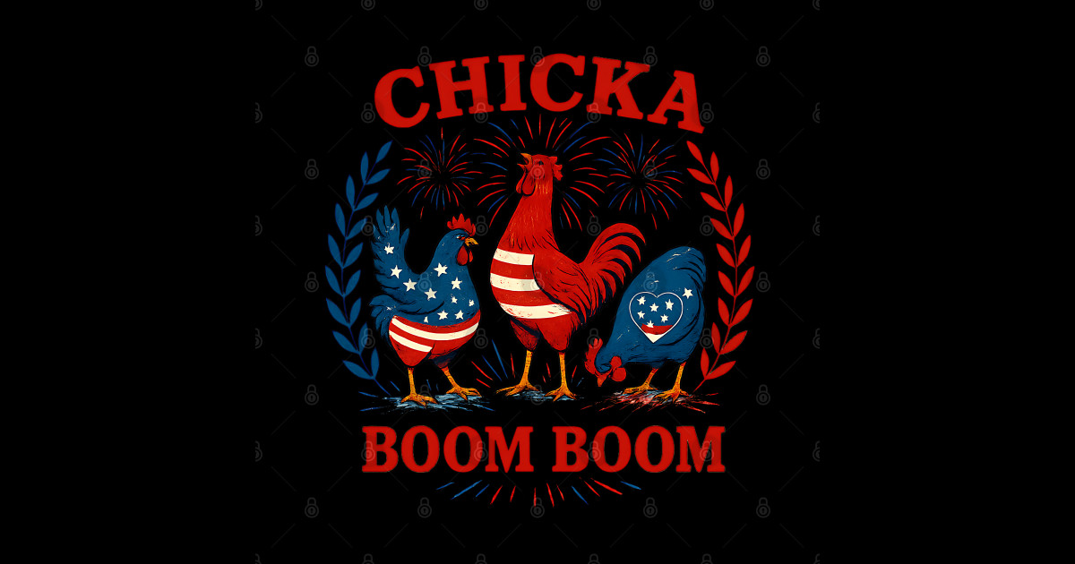 Chicka Boom Boom Funny Patriotic Chicken 4th Of July - Patriotic ...