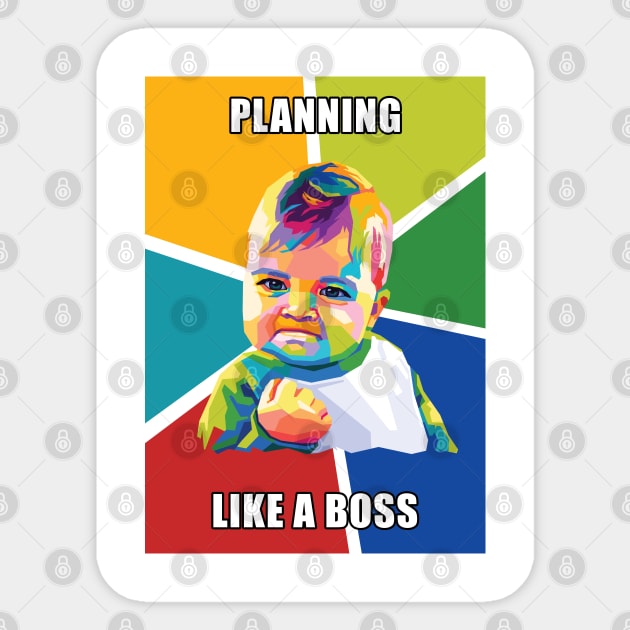 Kids Meme Like a Boss Pop Art - Meme - Sticker | TeePublic