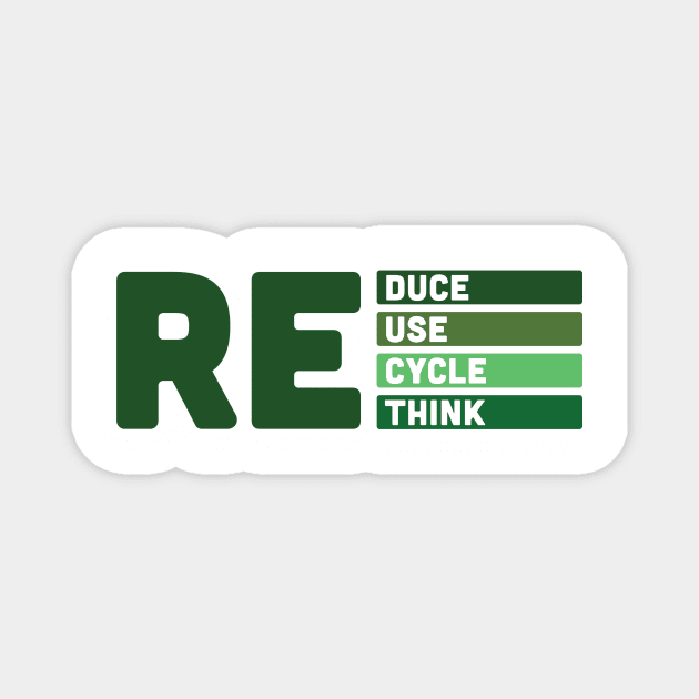REduce REuse REcycle REthink - Reduce Reuse Recycle - Magnet | TeePublic