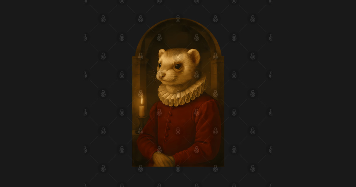 Renaissance Ferret Oil Portrait - Renaissance Ferret Portrait - T-Shirt ...