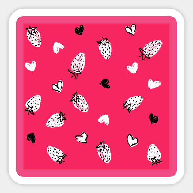 Hot Pink Strawberry Love - Strawberry Shortcake - Sticker | TeePublic