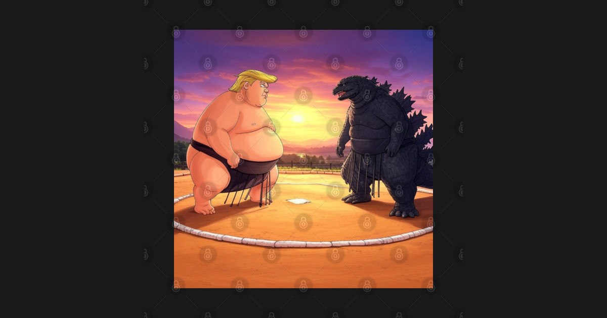 Godzilla vs Trump Sumo - Trump Wrestling - T-Shirt | TeePublic