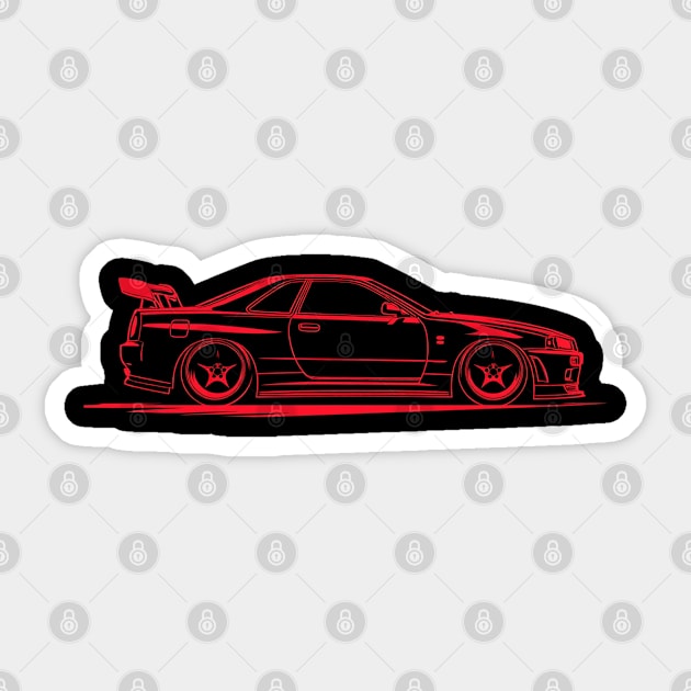 R34 GT-R Red Lines - R34 Skyline - Sticker | TeePublic