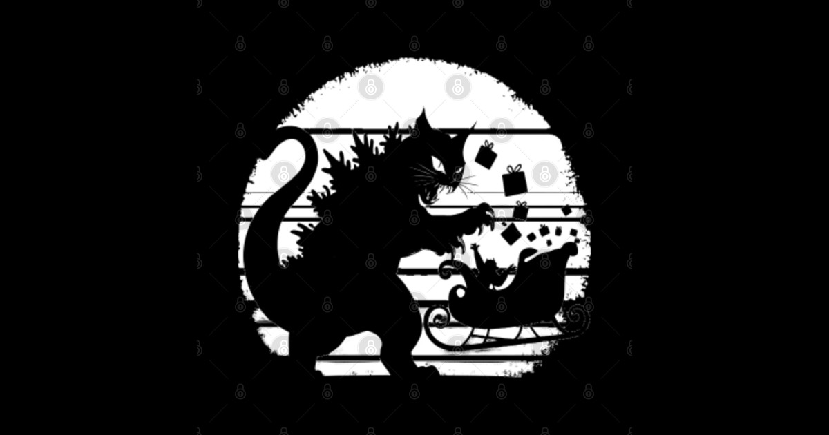 Giant Catzilla attacking Santa Claus sleigh - Giant Catzilla Attacking ...