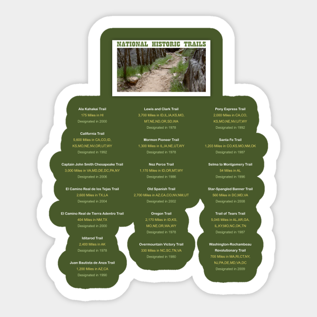 National Historic Trails - Hiking Trails - Sticker | TeePublic