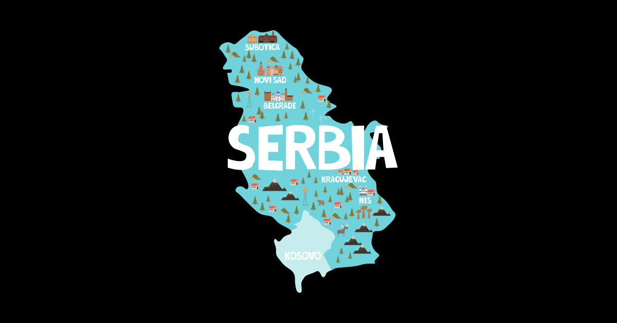 Serbia Illustrated Map - Serbia - Sticker | TeePublic