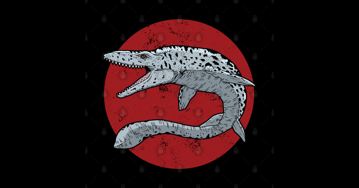 Mosasaurus on Red Circle - Mosasaurus Sticker - Sticker | TeePublic