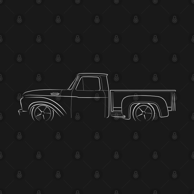 front/profile - 1963 Ford F-100 - stencil, white - Ford F100 - T-Shirt ...