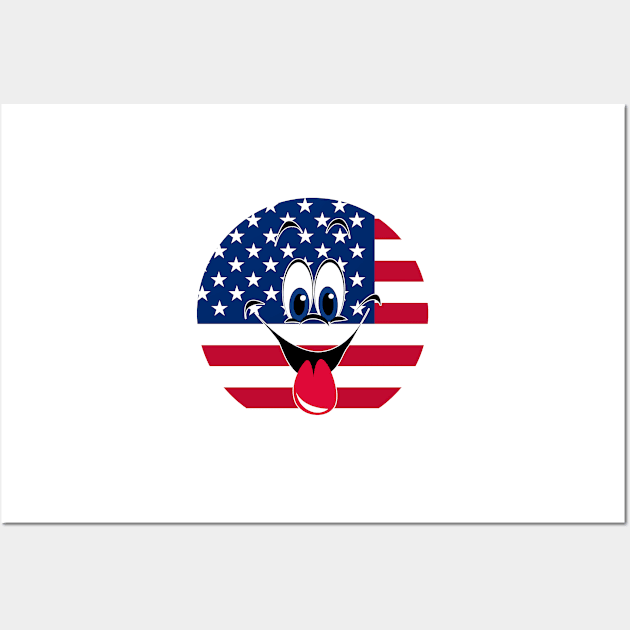 Sticking Tongue Out USA Flag Smiley Face Emoticon - Smiley Face ...