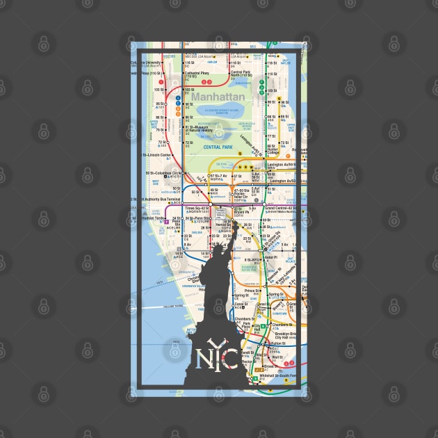 Statue of Liberty cut from NY Subway Map - Statue Of Liberty - T-Shirt ...