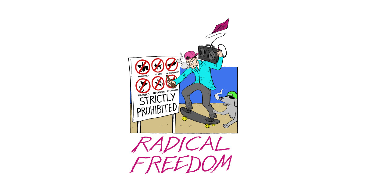 Radical Freedom at the Beach - Existentialism - T-Shirt | TeePublic