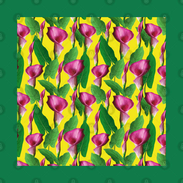 Watercolor Calla Lily Pattern On Yellow Background - Calla Lily - T ...