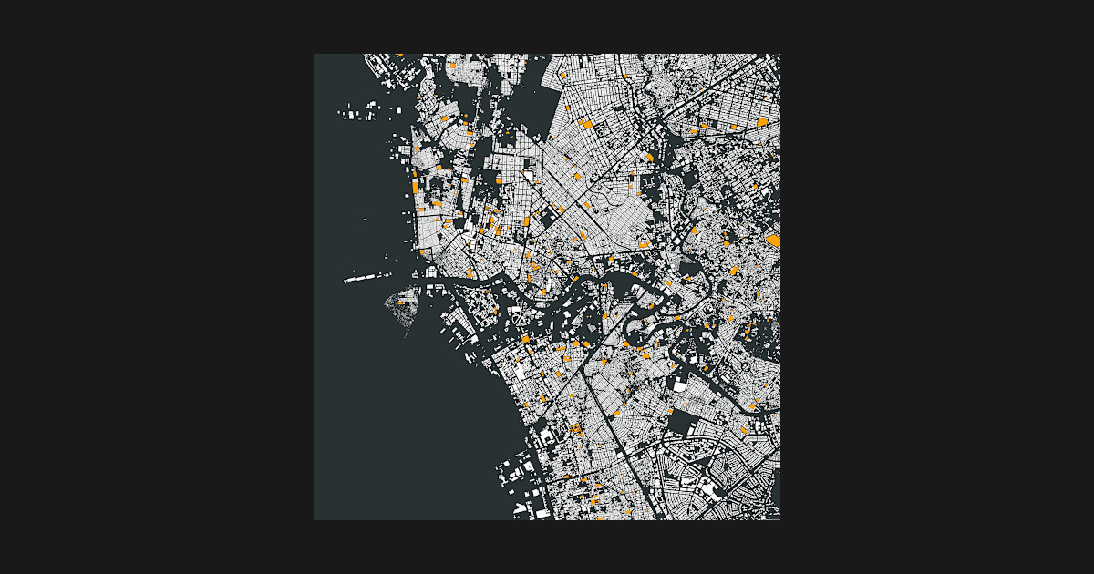 Copie de Map of Manila, Philippines,with its schools in color - Map - T-Shirt | TeePublic