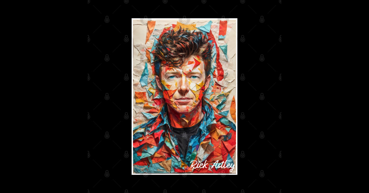 Rick Astley // Paper Art - Rick Astley - Sticker | TeePublic