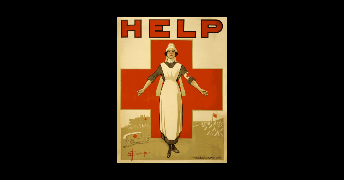 Vintage WWI Era Australian Red Cross Nurse Poster: HELP - Nurses ...