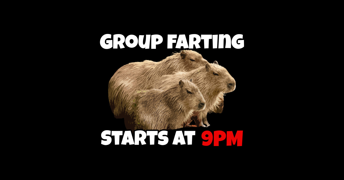 Group Farting Starts at 9PM - Funny Capybara Capy Meme - Funny Capybara ...