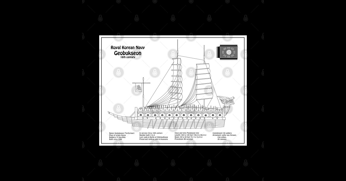 Turtle Ship Geobukseon Ship Plans Bd Turtle Ship Sticker Teepublic