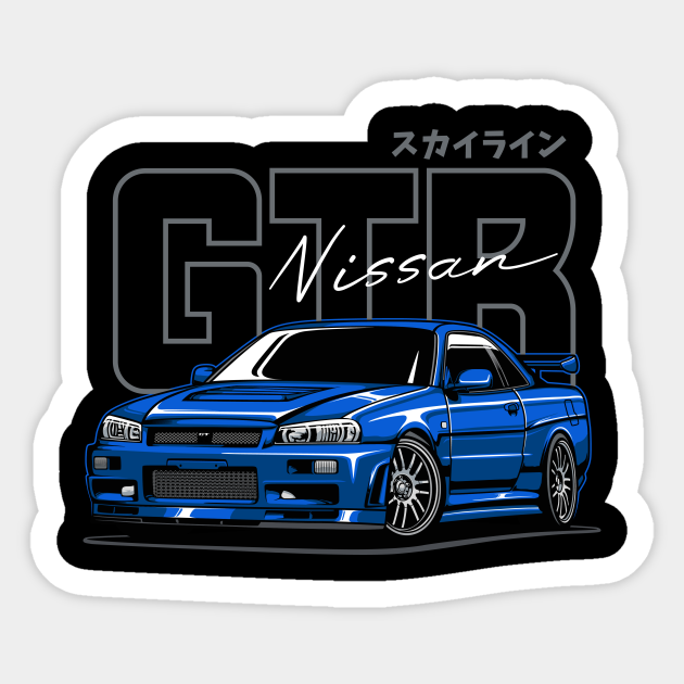 GTR R34 Blue - Gtr R34 - Sticker | TeePublic