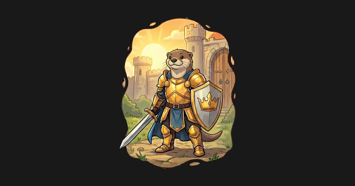 Heroic Otter Knight Fantasy Warrior - Otter - T-Shirt | TeePublic