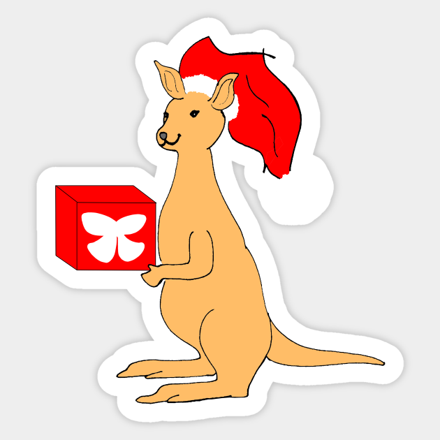 Cute Santa Claus Christmas Kangaroo with Elf hat - Kangaroo - Sticker ...