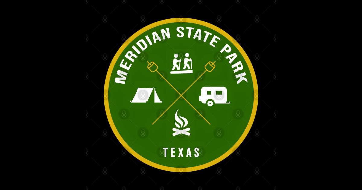 Meridian State Park Texas Heraldic - Meridian Park - Sticker | TeePublic