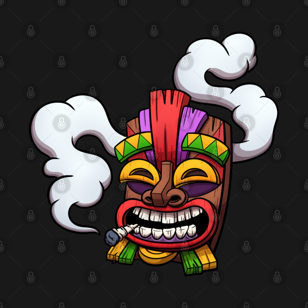 High Tiki Mask Smoking A Joint - High Tiki Mask - T-Shirt | TeePublic
