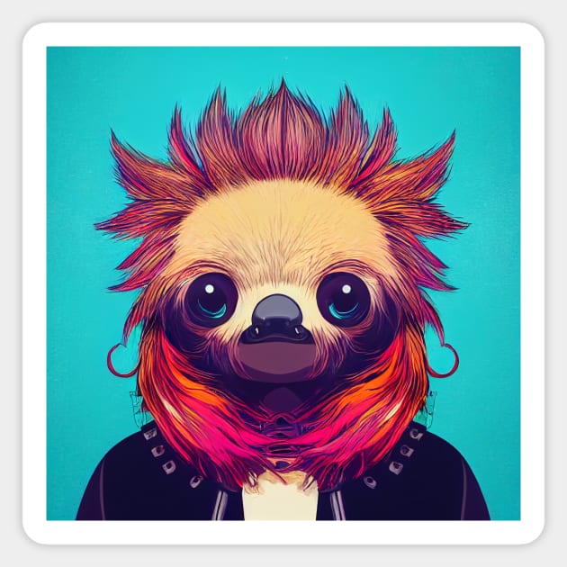 Sloth dressed as a punk rocker - Sloth - Sticker | TeePublic