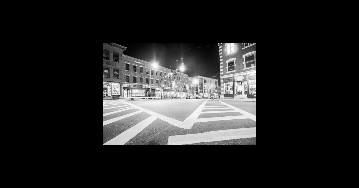 Street level scene strong leading street markings, - America - Sticker ...