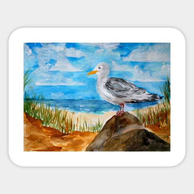 Seagull at the Beach - Seagull - Sticker | TeePublic