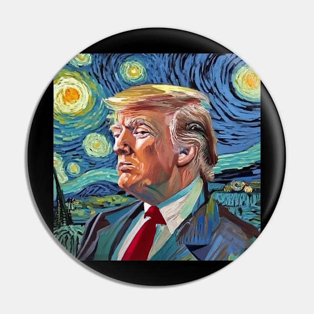 Donald Trump 2024 Van Gogh Starry Night Art - Funny Trump Gifts - Pin ...