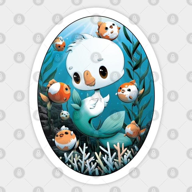 Goose Mermaid - DinkyGoose - Cartoon Goose - Goose - Sticker | TeePublic
