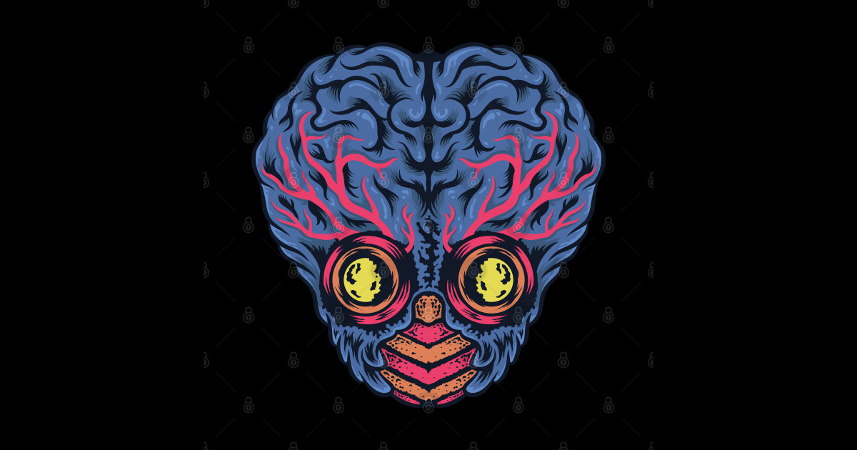 Big Brain Alien - Alien Invasion - Sticker | TeePublic
