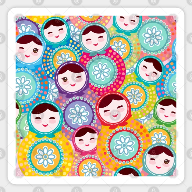 Russian dolls matryoshka seamless pattern - Matryoshka - Sticker ...