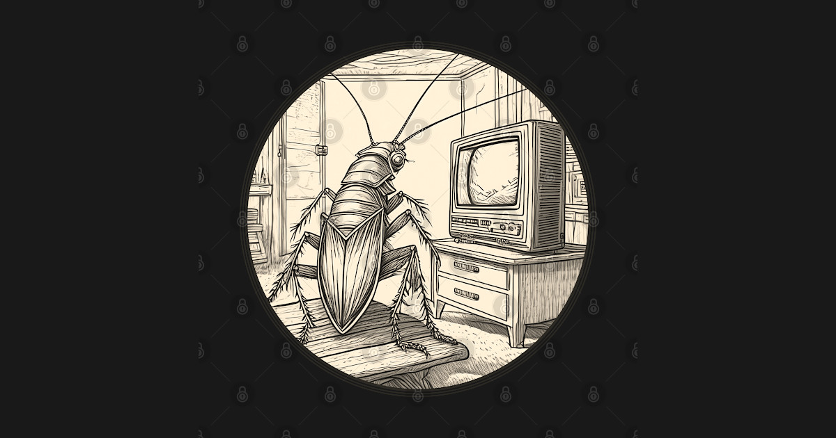 Roach watching TV - Cockroach - T-Shirt | TeePublic